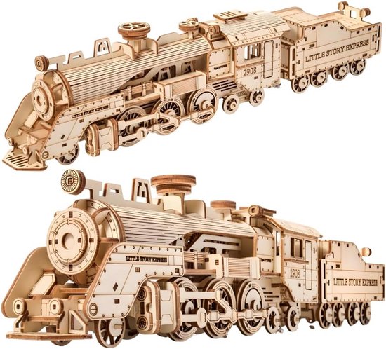 Houten 3D Puzzel Locomotief - Educatief DIY Model Bouwpakket voor ...