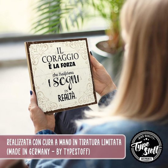 Houten Wanddecoratie met Inspirerende Tekst - Dapperheid - Vintage ...
