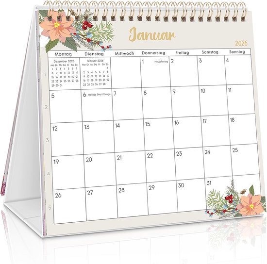 Bureaukalender 2026 - Maandkalender met Afscheurbare Lijst en Ruim ...
