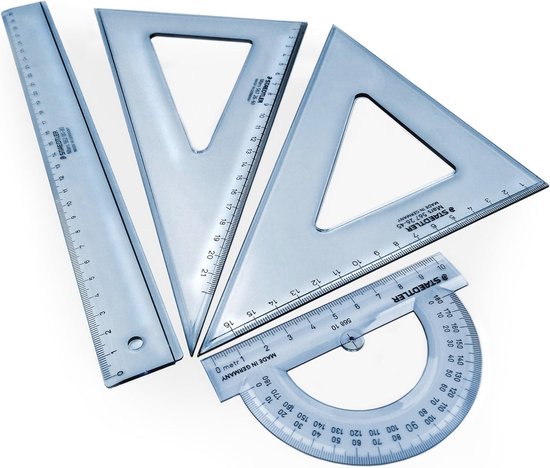 Grote Geometrieset 4-delig met Transparante Schaalverdeling | bol