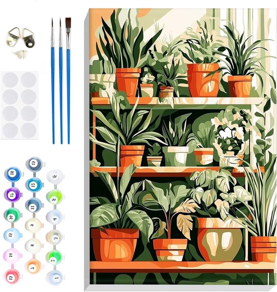 Cosensi - Verf op nummer voor volwassenen beginner met frame, groene ...