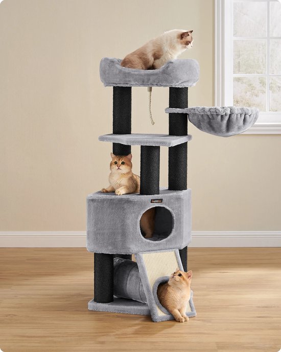 Kattenkrabpaal 141cm Grote Pluche Kattenboom Stevige Kolom 11 5cm