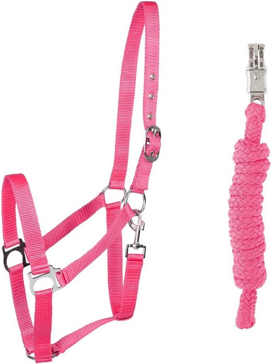 Roze halster en brei set, kunststof halster met geleidebrei voor pony | bol