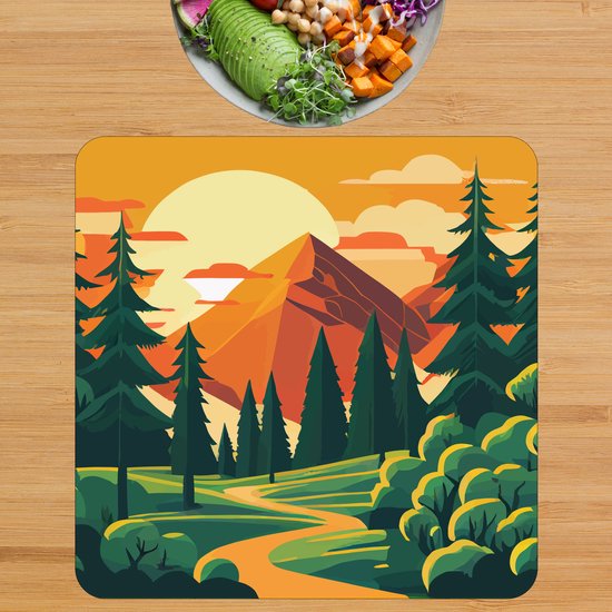 BWK Flexibele Placemat - Getekend - Weg door Bos naar Berg - Set van 2 ...