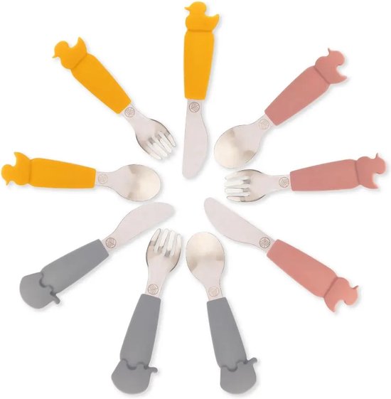 3-delig siliconen Kinderbestek - Verschillende kleuren | bol