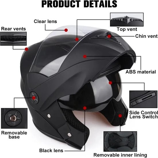 Uchot Dot Certificering Motorhelm Dubbele Lens Doorsnede Helm ...