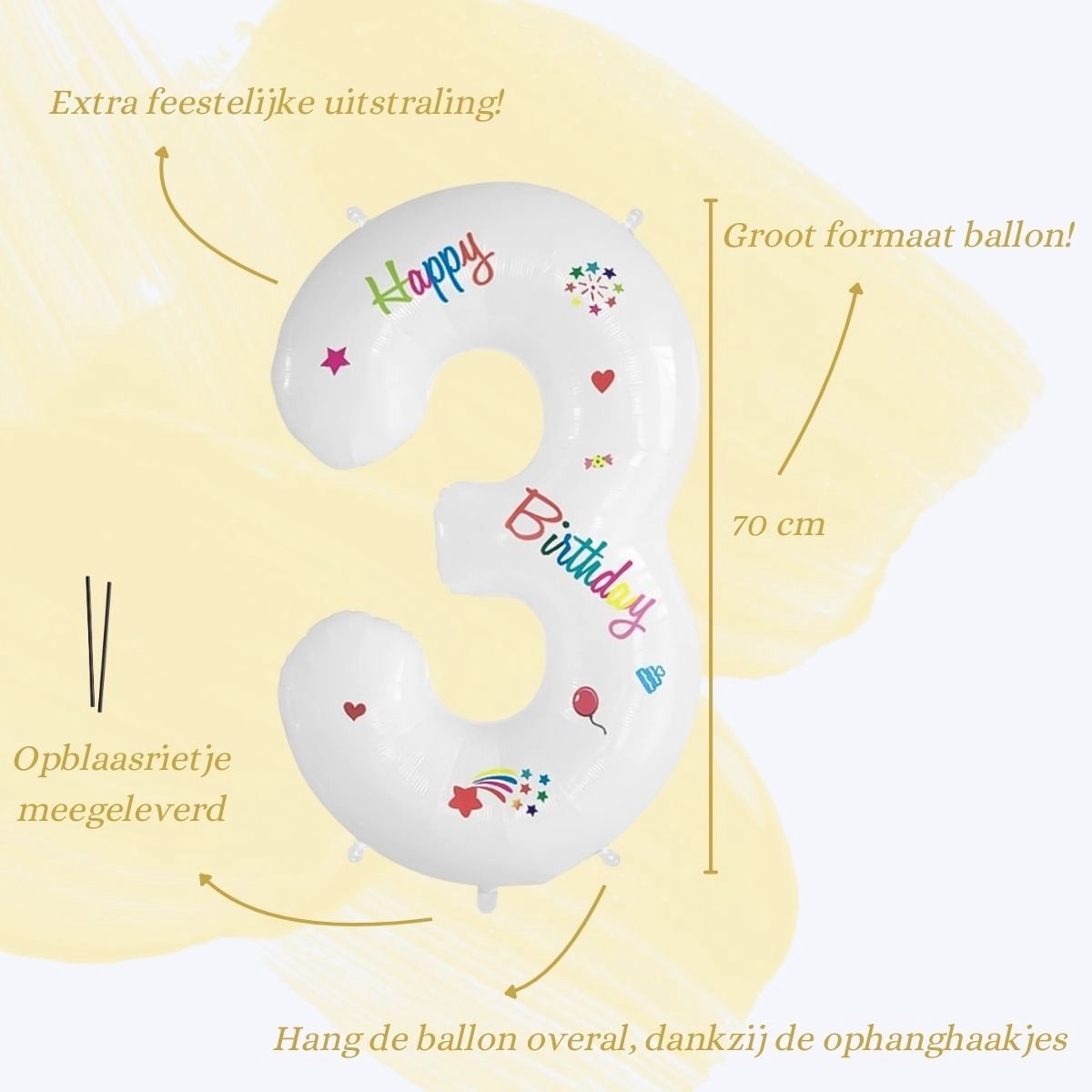 Cijfer Ballonnen Ballon Cijfer 3 Verjaardag Happy Birthday Versiering ...