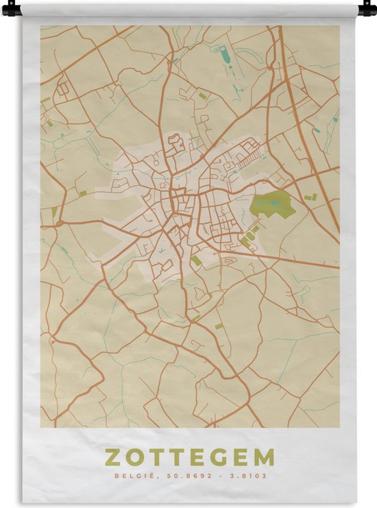 Wandkleed - Wanddoek - Kaart - Retro - Plattegrond - Stadskaart ...