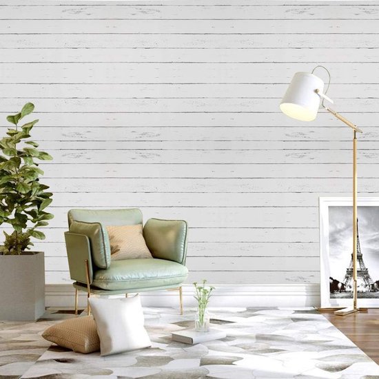Wit behang zelfklevend behang hout gestreept behang behang peel and ...