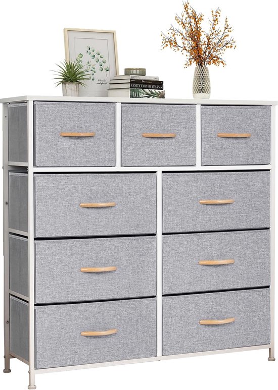 Commode met laden van stof, dressoir met 9 stoffen laden, ladekast ...