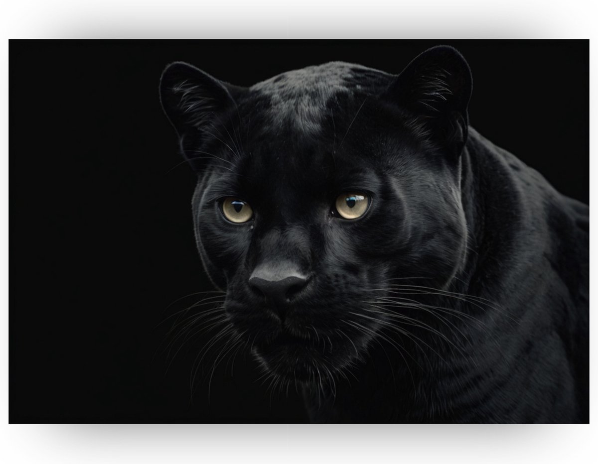 Zwarte panter in het donker poster - Kantoor poster - Muurdecoratie ...