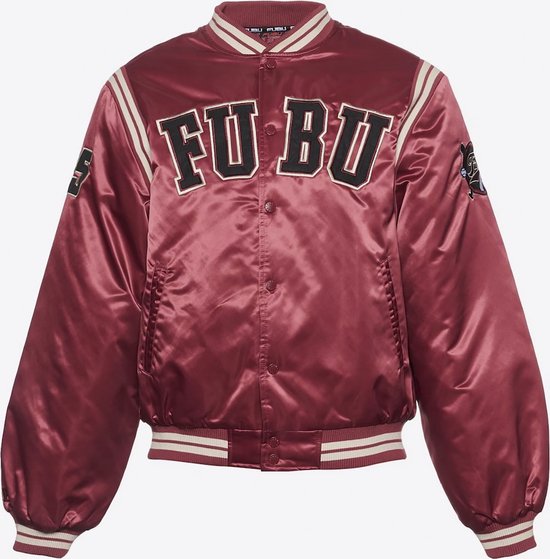 FUBU College Satin Varsity Jacket red/black/creme - Sportjas ROZE - Maat Size S | bol