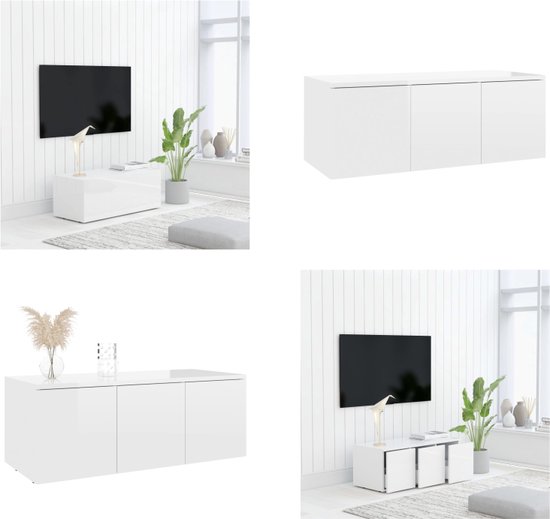 vidaXL Tv-meubel 80x34x30 cm spaanplaat hoogglans wit - Tv-meubel - Tv ...
