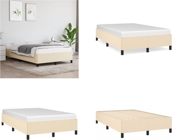 vidaXL Bedframe stof crèmekleurig 120x200 cm - Bedframe - Bedframe ...