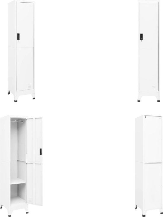vidaXL Lockerkast 38x45x180 cm staal wit - Lockerkast - Lockerkasten ...