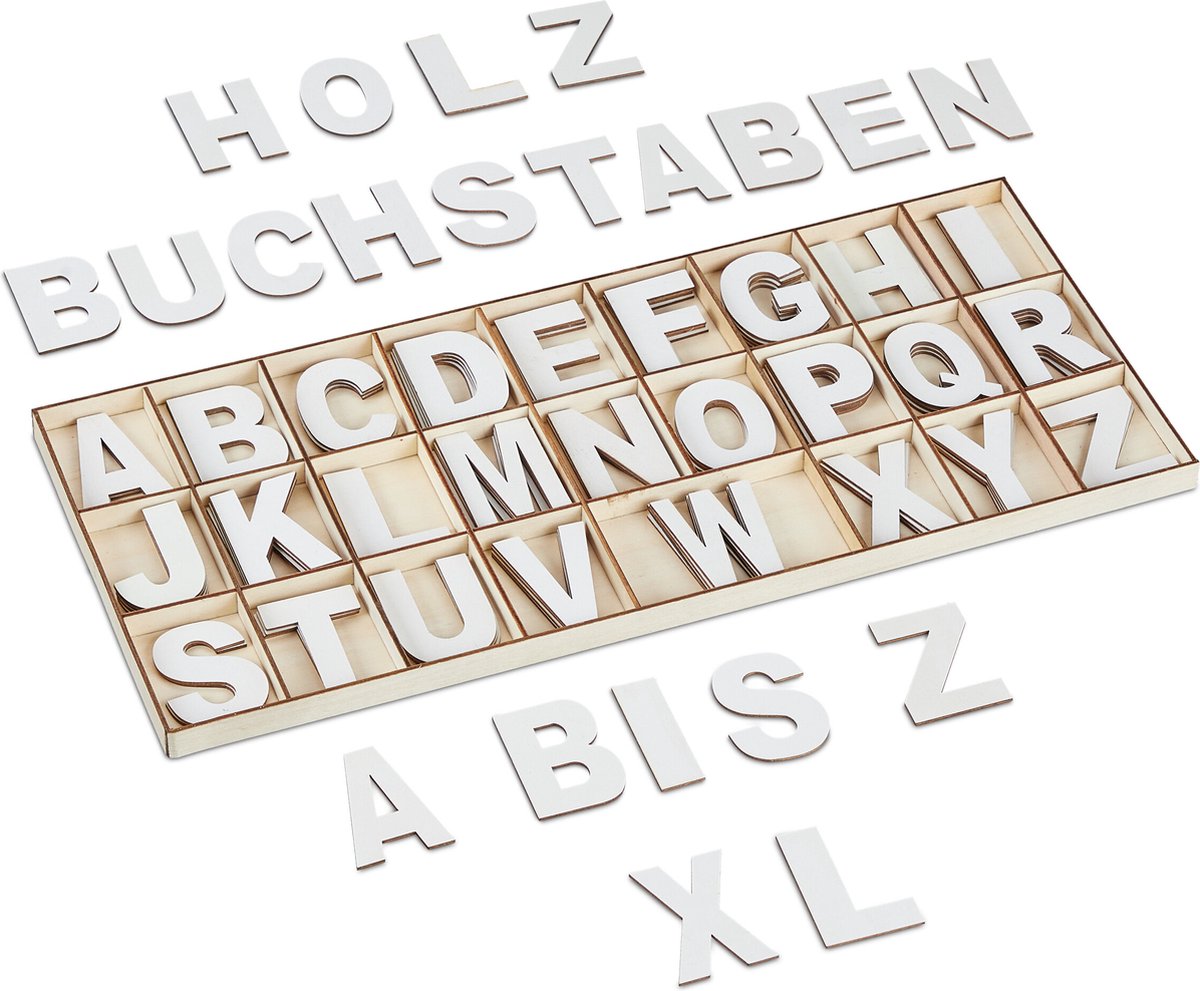 Relaxdays houten letters 5 cm - 104-delig - alfabet letters - cadeau ...
