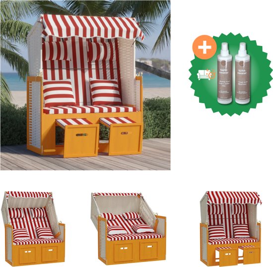 vidaXL Strandstoel Poly Rattan 115x55x133/151/156 cm Luifel Verstelbare ...