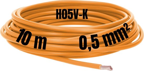Kalitec 10 meter H05V-K 0,5 mm² oranje bedradingskabel I kernkabel ...