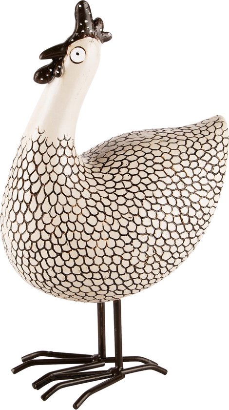 Dekoratief | Kip staand, wit/zwart, resina, 15x9x24cm | A240353 | bol