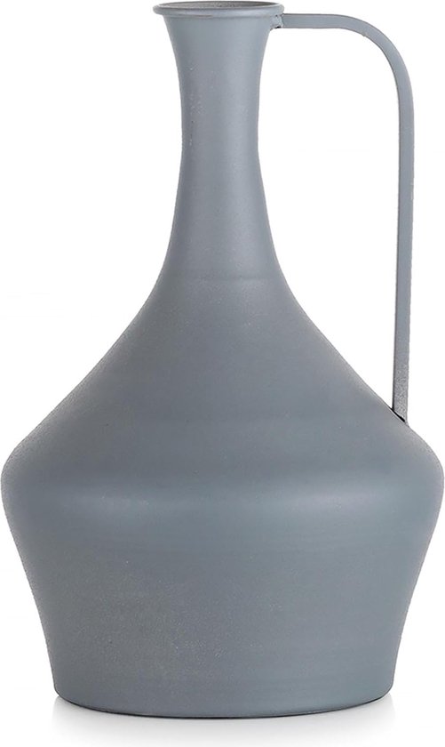 Metalen blauwe vazen met handvat, Scandinavische smalle vaas, moderne ...