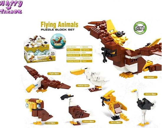 Happy Trendz® Building Blocks Bricks DIY 6-in-1 - maak de grote Havik ...