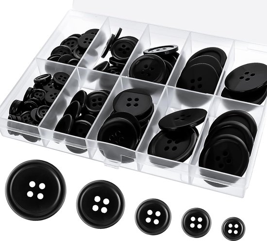 100Pcs Hars Naaien Knopen Ronde Zwarte Knopen Met 4-Gaten Gemengde ...