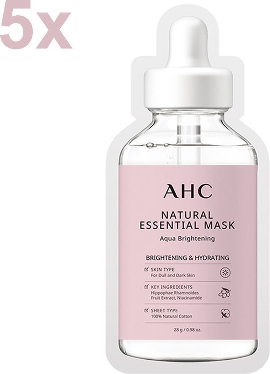 AHC - Natural Essential Mask - Aqua Brightening - Korean Sheet Mask ...