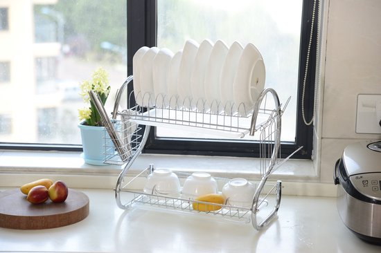 Luxe Metalen Afdruiprek Met Lekbak | Afwas Druiprek | Vaatwasser Rek ...