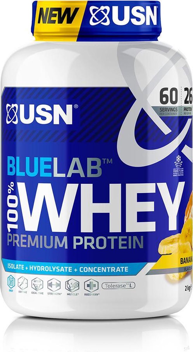 USN Blue Lab Protein Premium 2 KG - Tropical Smaak - Whey Proteine ...