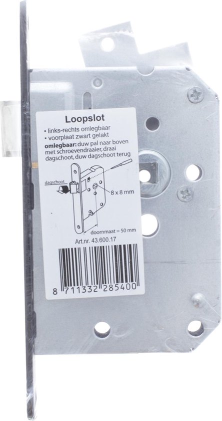 Starx Loopslot – Deurslot Binnendeur – Slot met Voorplaat Zwart – 55 mm ...