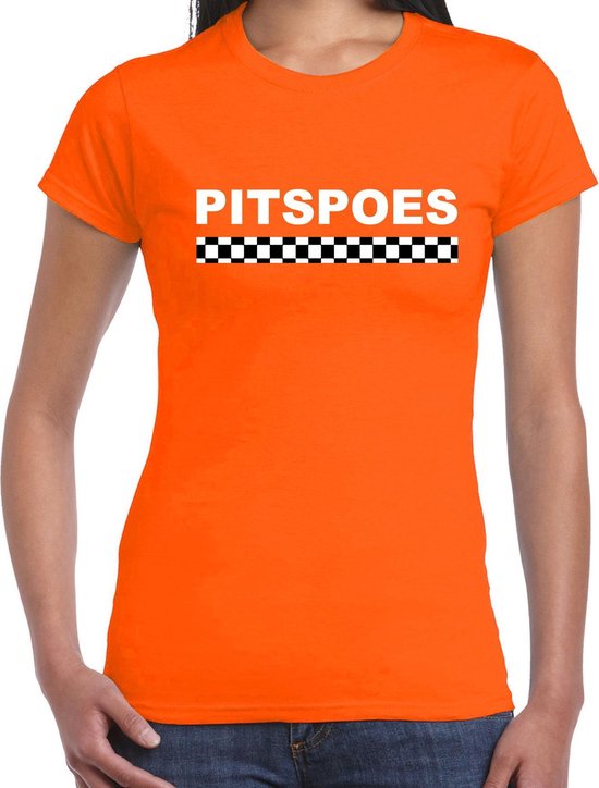 Pitspoes coureur supporter / finish vlag t-shirt oranje voor dames ...