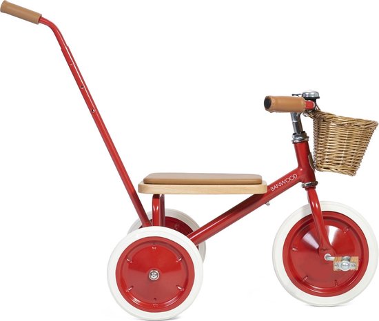 Banwood Trike Driewieler Met Duwstand En Mandje | Red | bol