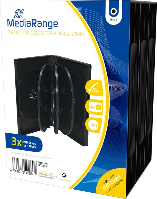 MediaRange BOX35-8 CD-doosje Jewel case 8 schijven Zwart | bol