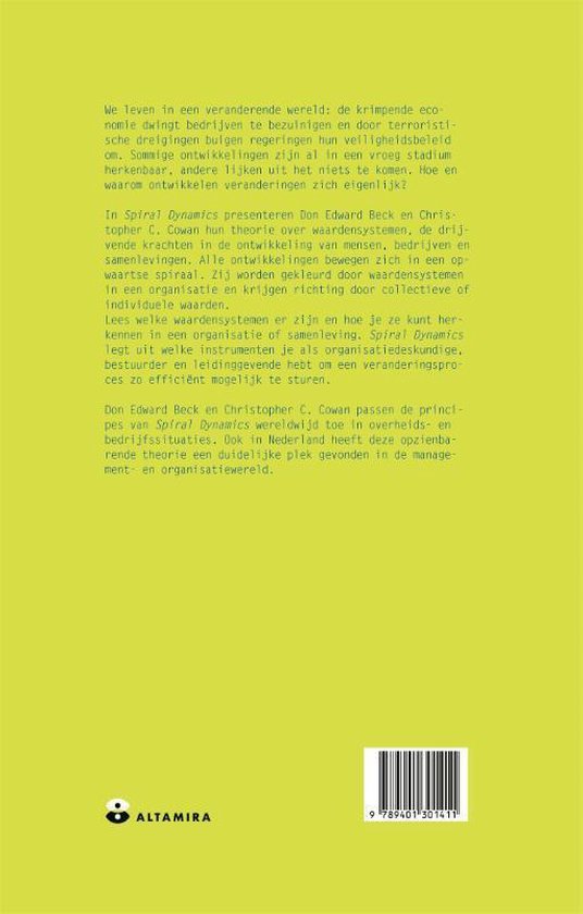 Spiral dynamics, Don Edward Beck | 9789401301411 | Boeken | bol