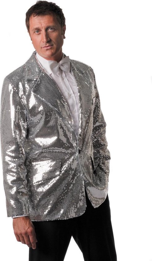 Glitter & Glamour Kostuum | Zilveren Showmaster Paillettencolbert Luxe ...