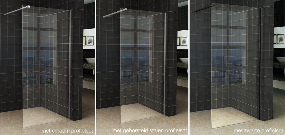 Wiesbaden Slim Inloopdouche Zonder Profiel 105 x 200 cm. - 8 mm. Nano ...