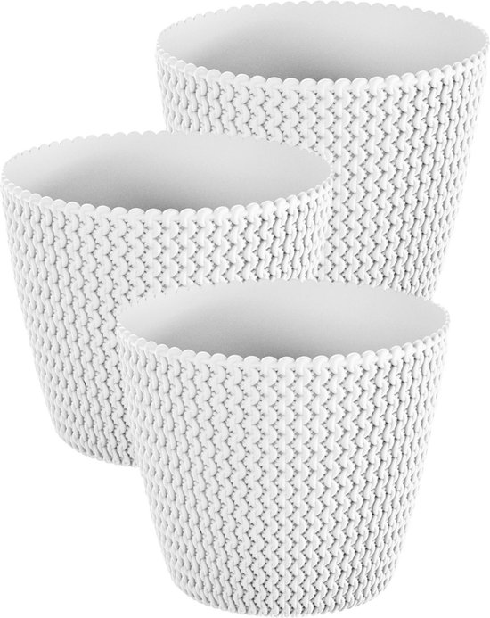 Prosperplast Plantenpot/bloempot Splofy - Set van 3x stuks - parel wit ...