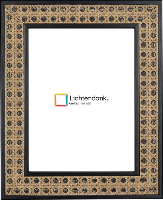 Fotolijst - Fotokader Zwart - met Rotan - Fotomaat 50x50 - Ontspiegeld ...