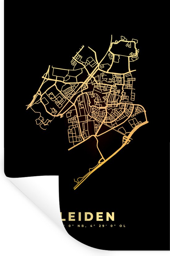 Muurstickers - Sticker Folie - Leiden - Kaart - Stadskaart ...