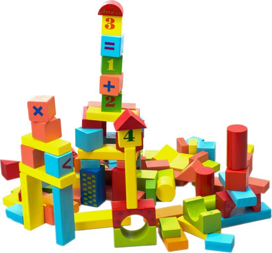 Blokken - Educatieve houten blokken - 100 stuks - Blokken speelset ...