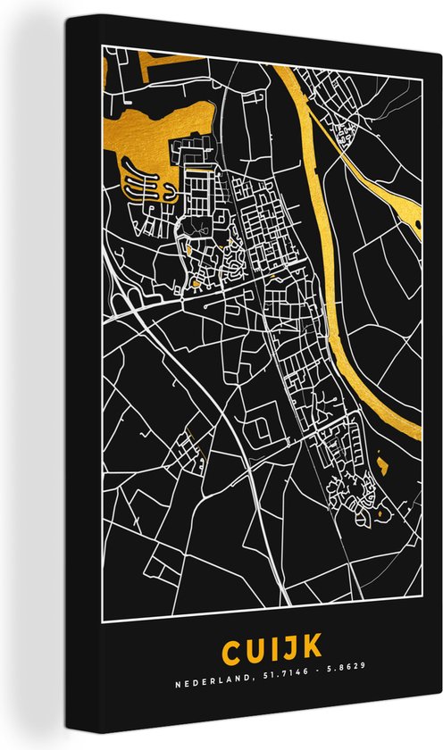 Canvas Schilderij Cuijk - Goud - Stadskaart - Plattegrond - Kaart ...
