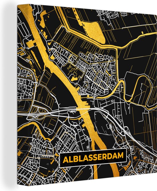 Canvas Schilderij Plattegrond - Alblasserdam - Kaart - Stadskaart ...