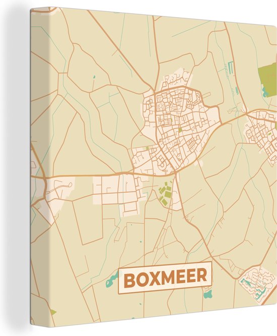 Canvas Schilderij Boxmeer - Stadskaart - Vintage - Kaart - Plattegrond ...