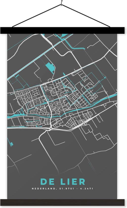 Posterhanger incl. Poster - Schoolplaat - De Lier - Stadskaart - Kaart ...