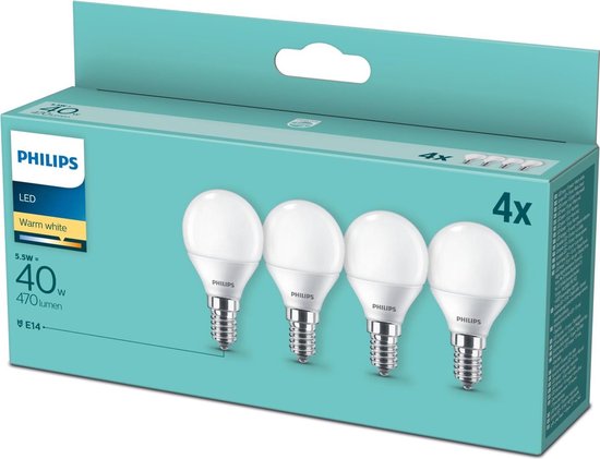 Philips LED E14 - 5.5W (40W) - Warm Wit Licht - Niet Dimbaar - 12 stuks | bol.com