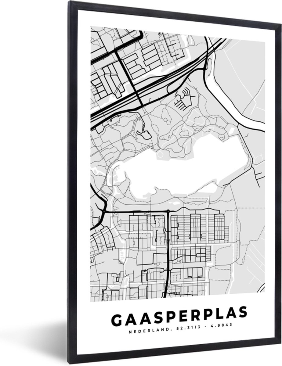 Fotolijst incl. Poster - Kaarten - Gaasperplas - Nederland ...