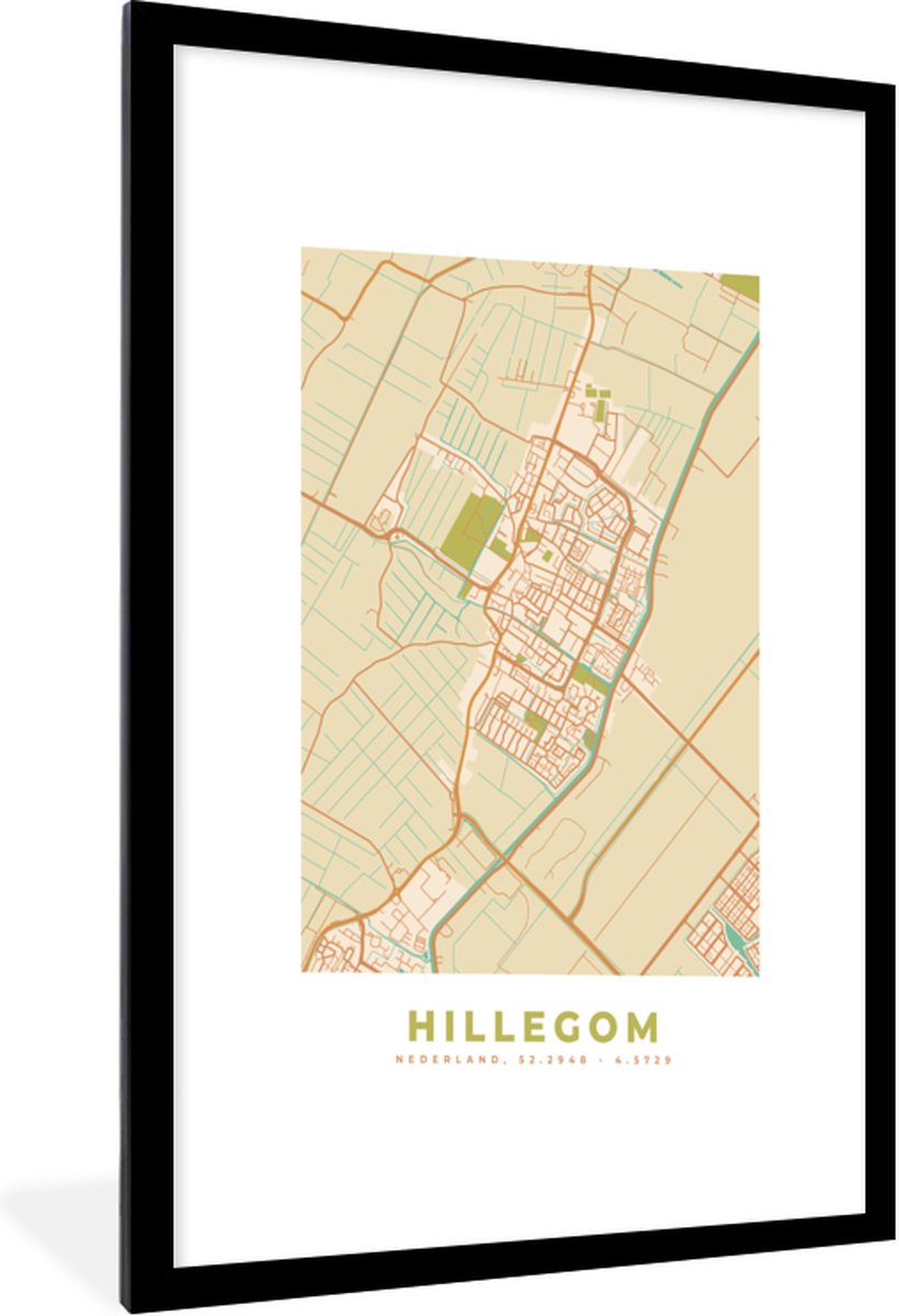 Fotolijst incl. Poster - Hillegom - Kaart - Stadskaart - Plattegrond ...