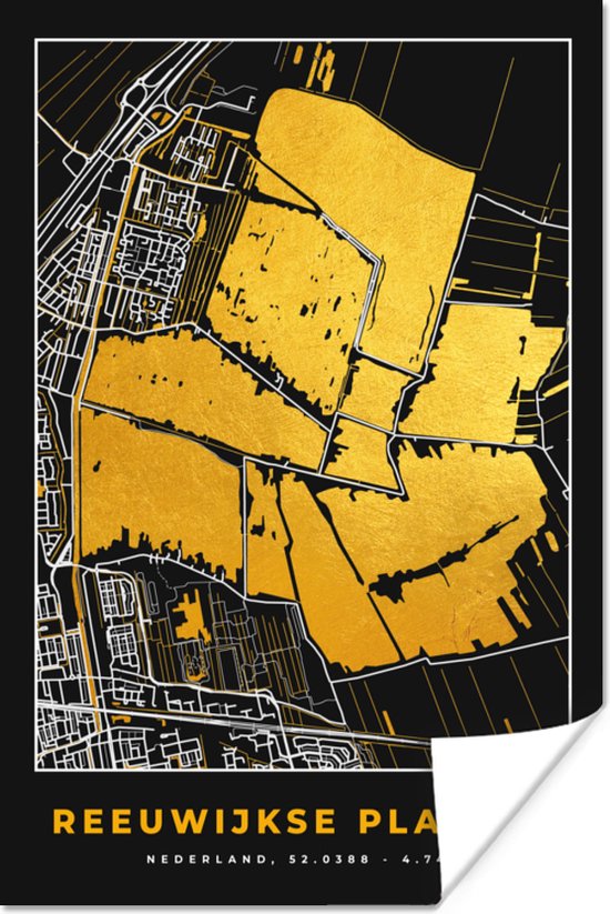 Poster Kaart - Plattegrond - Stadskaart - Nederland - Reeuwijkse ...