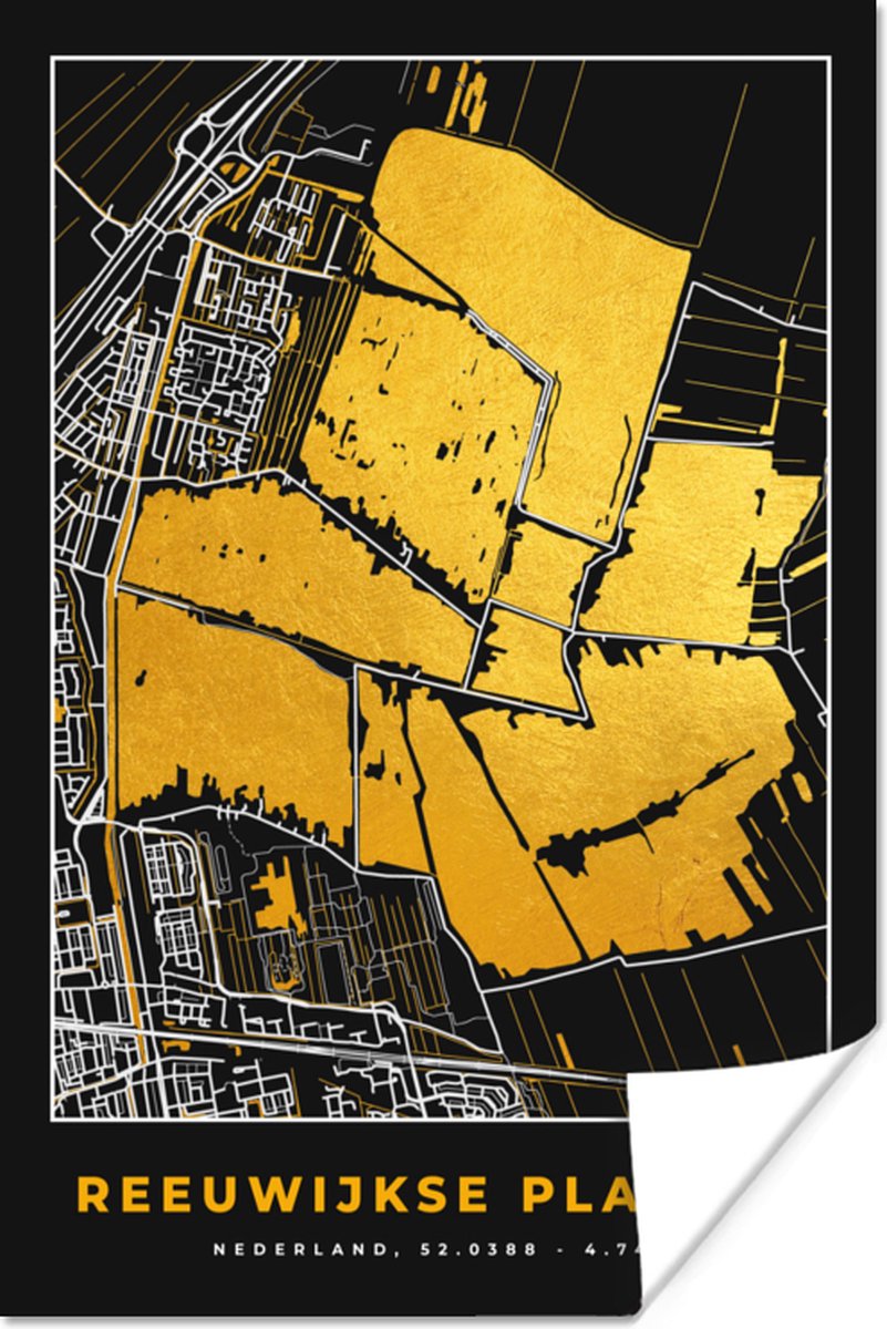Poster Kaart - Plattegrond - Stadskaart - Nederland - Reeuwijkse ...