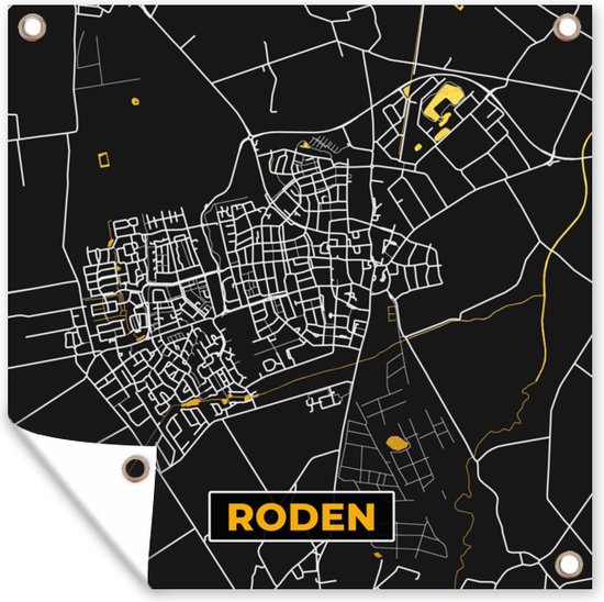 Tuin poster Stadskaart - Black and Gold - Roden - Kaart - Plattegrond ...